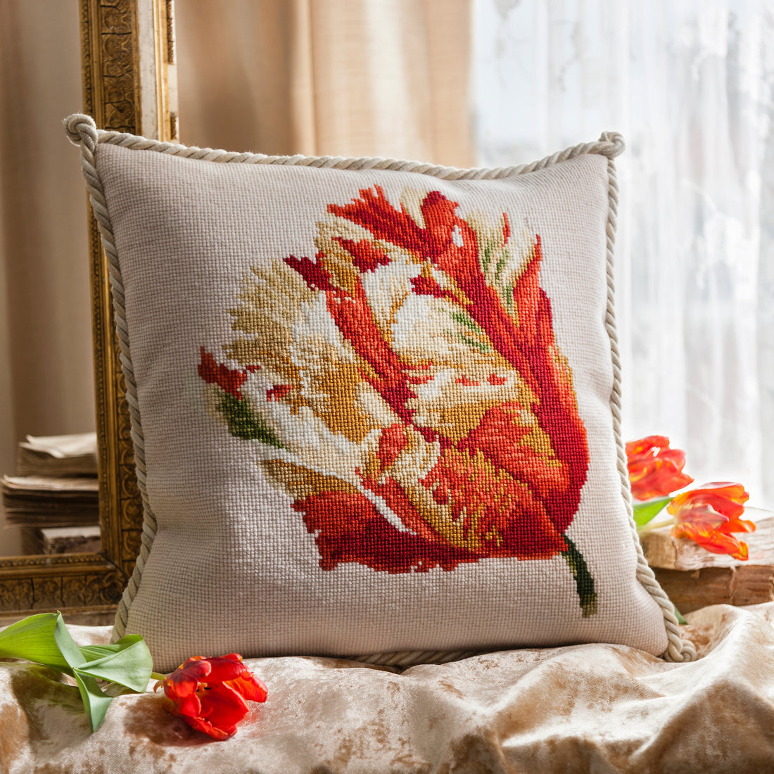Parrot Tulip Needlepoint Kit | Elizabeth Bradley Design