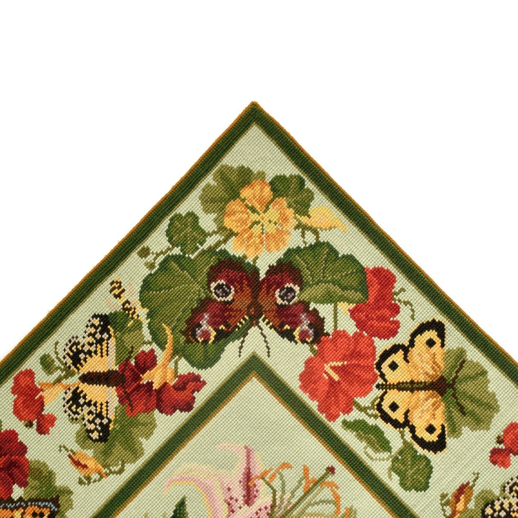Nasturtium & Butterfly Needlepoint Border | Elizabeth Bradley Design